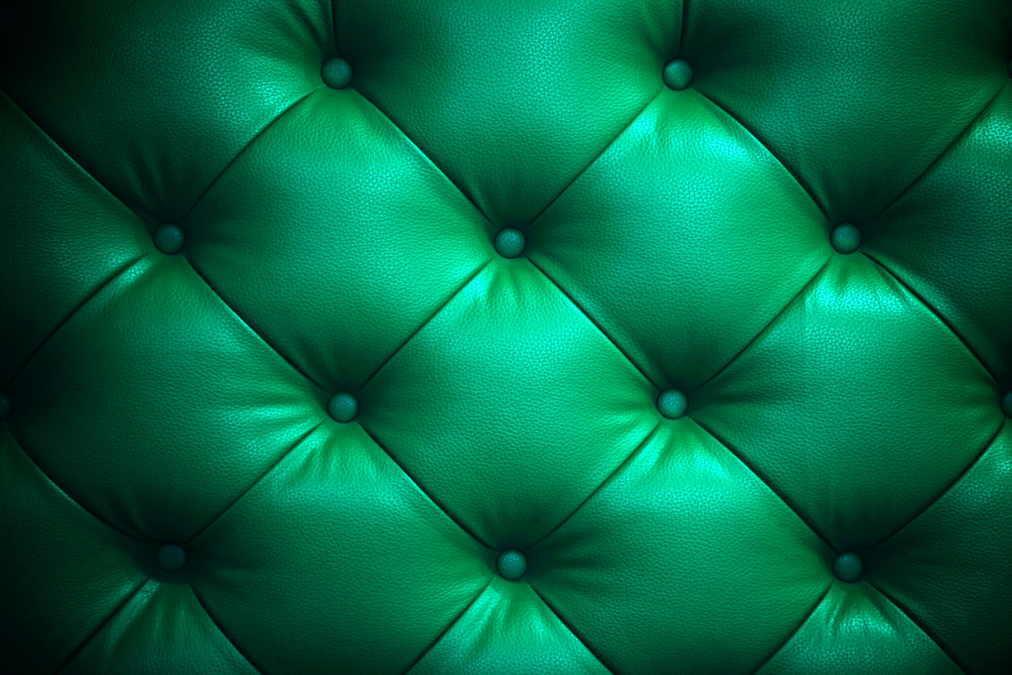 Behang lederlook groen met knopen | ToF