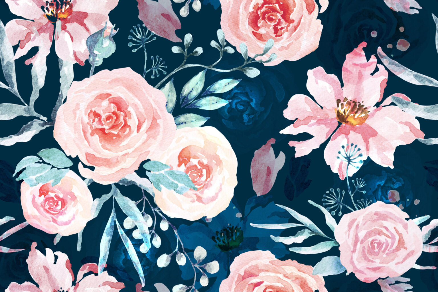 ToF Behang pioenrozen getekend blauwe achtergrond | ToF behang aan je muur