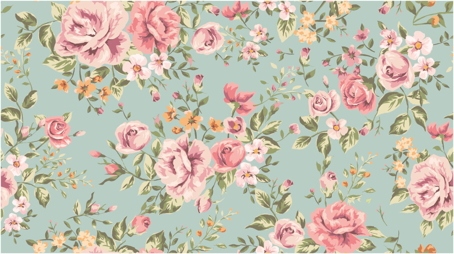 ToF Behang rozen getekend met groene achtergrond | ToF behang aan je muur